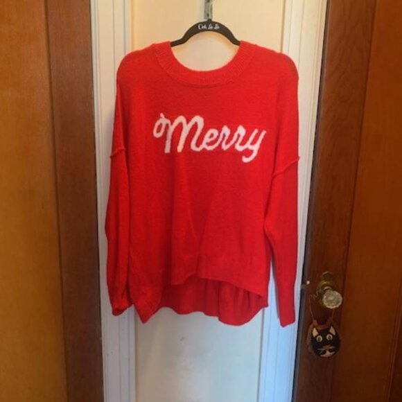 CeCe | Sweaters | Red And White Merry Sweater | Poshmark